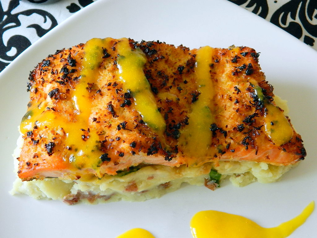 Coconut Crusted Salmon with Mango Rum Sauce - Fair Robin Revival