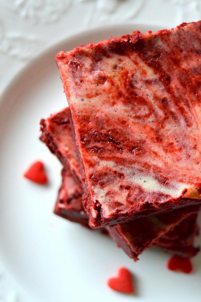Rum Spiked Red Velvet Swirl Brownies - Fair Robin Revival