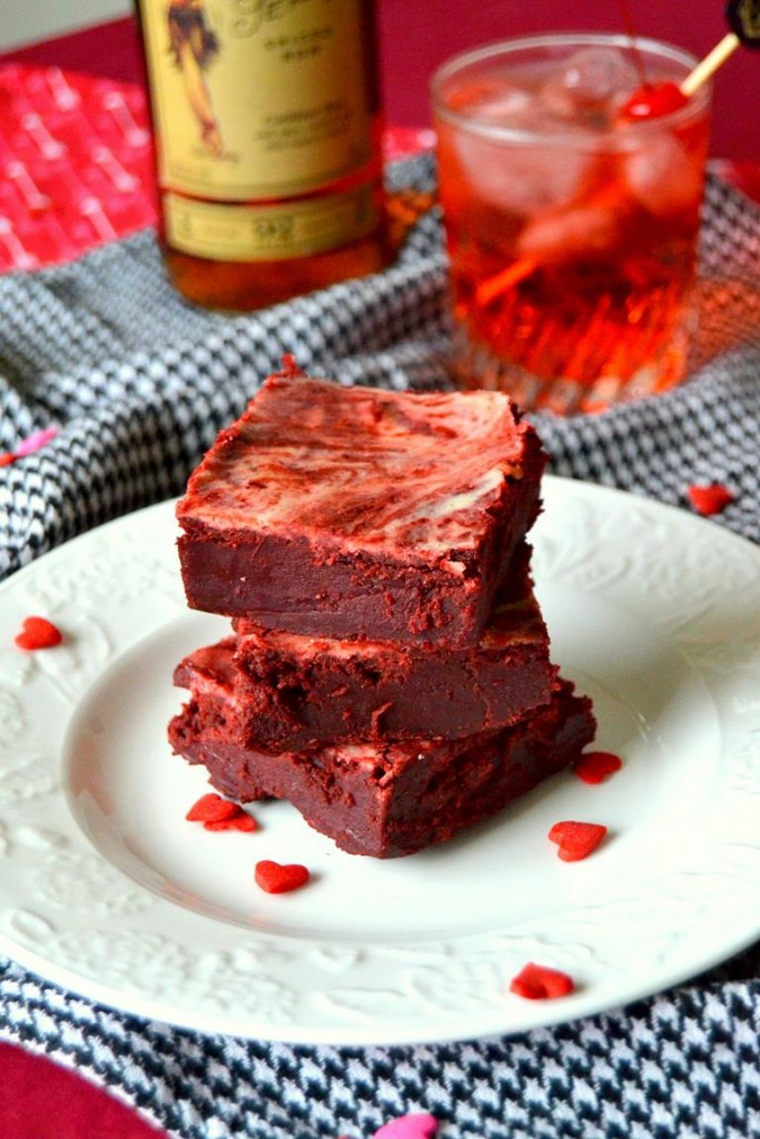 Rum Spiked Red Velvet Swirl Brownies - Fair Robin Revival
