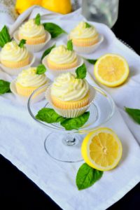 Lemon Cupcakes with Basil Whipped Cream Frosting - Fair Robin Revival